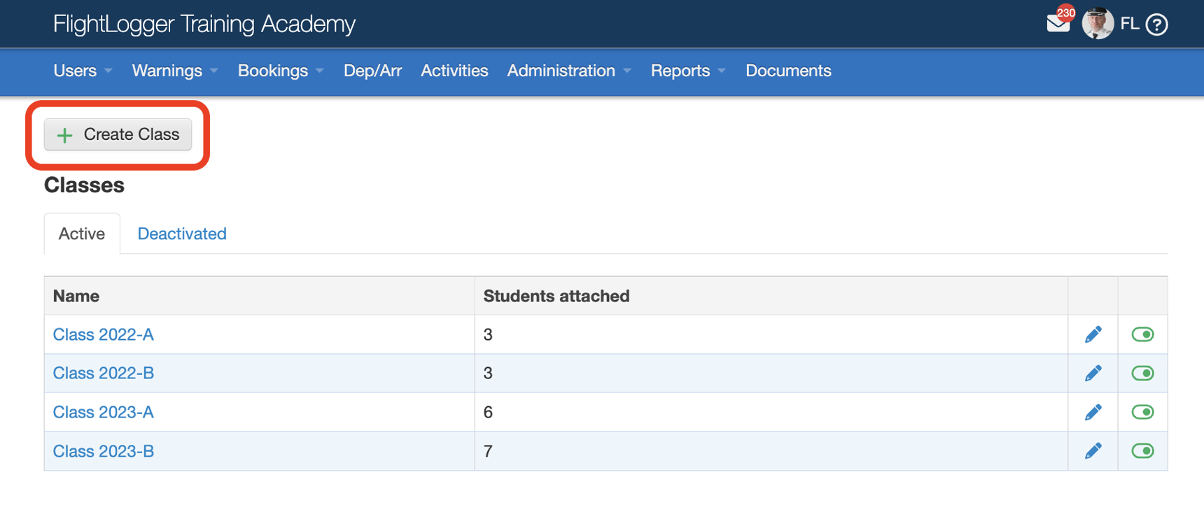 Creating classes and adding students into the classes