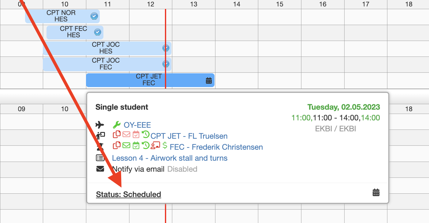 Understanding flight status and warnings shown in the Booking overview
