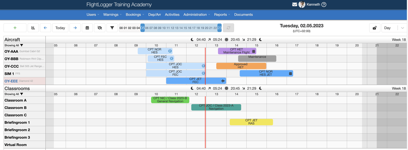 Understanding the booking page colors