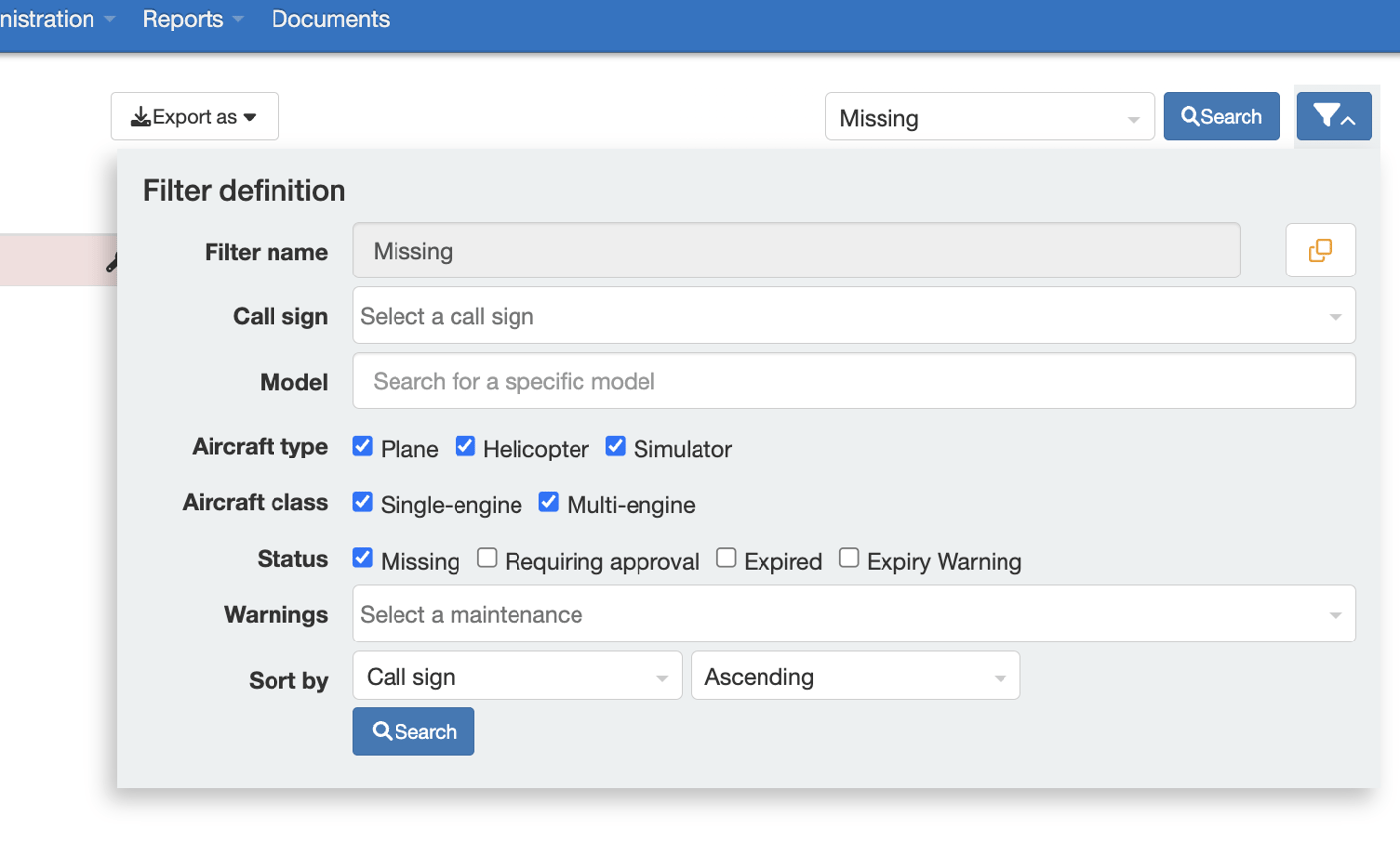 Getting an overview of maintenance warnings