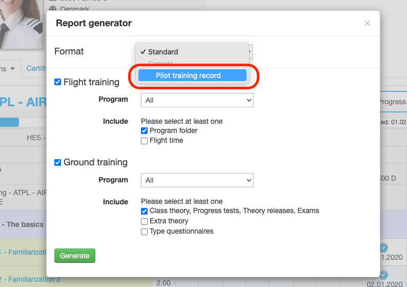 Getting started with PTR (Pilot Training Record) grading and certificates.