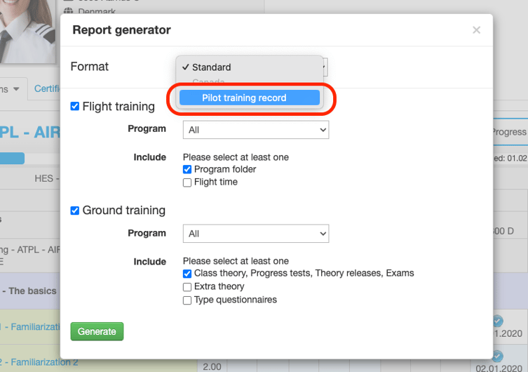 Getting started with PTR (Pilot Training Record) grading and certificates.